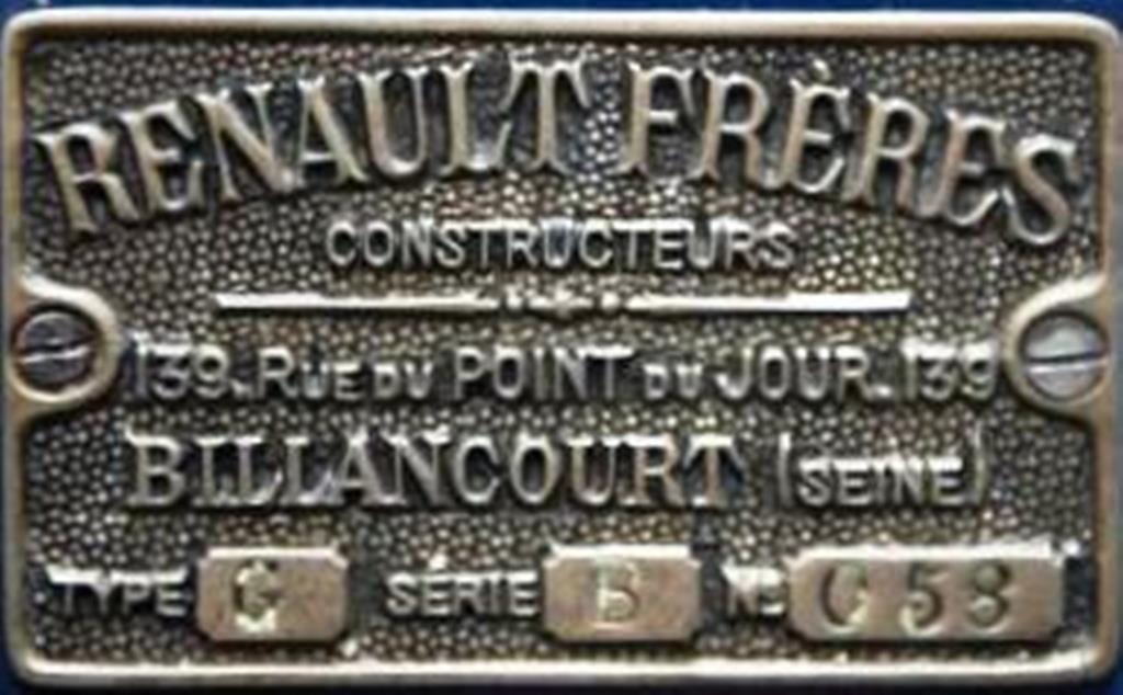 Les Renault d'avant guerre : Plaques constructeur "coulées"... et les autres
