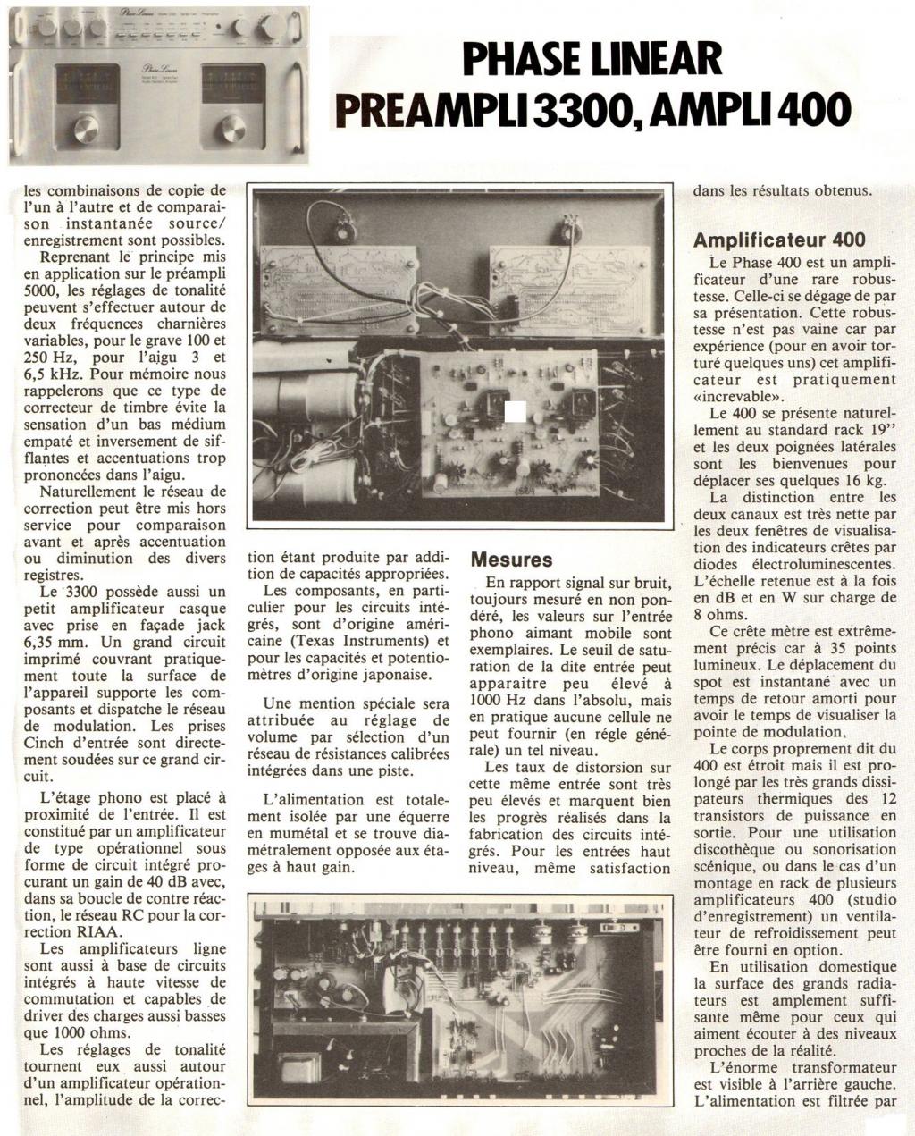 Forum Cabasse, Haute Fidélité, Multicanal et Home Cinéma : Essai du Phase Linear 3300 et du 400 ...