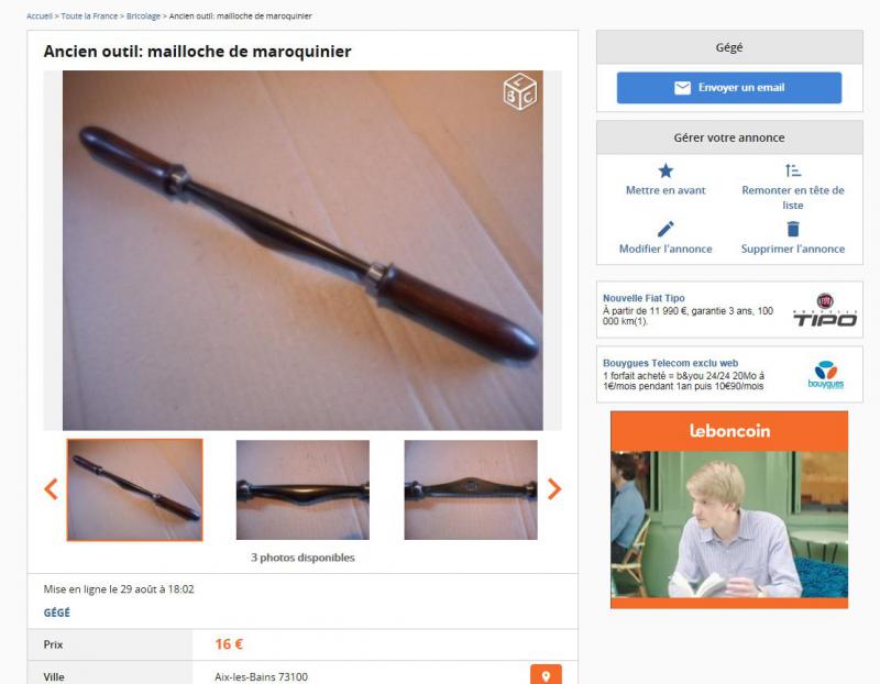 OUTILS ANCIENS - ART POPULAIRE : Lissoir de cordonnier "fish tail ...