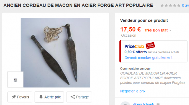 OUTILS ANCIENS - ART POPULAIRE : Cordeau de maçon