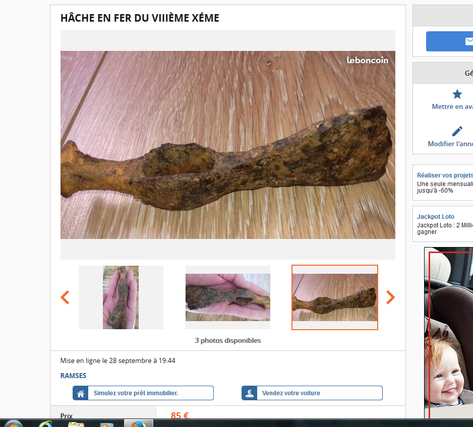 OUTILS ANCIENS - ART POPULAIRE : magnifique hache....