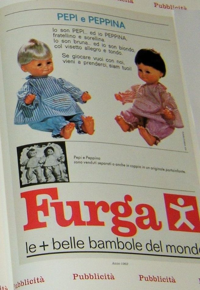 PAR AMOUR DES POUPEES :: PEPI ET PEPPINA, 35 cm, 1963, FURGA