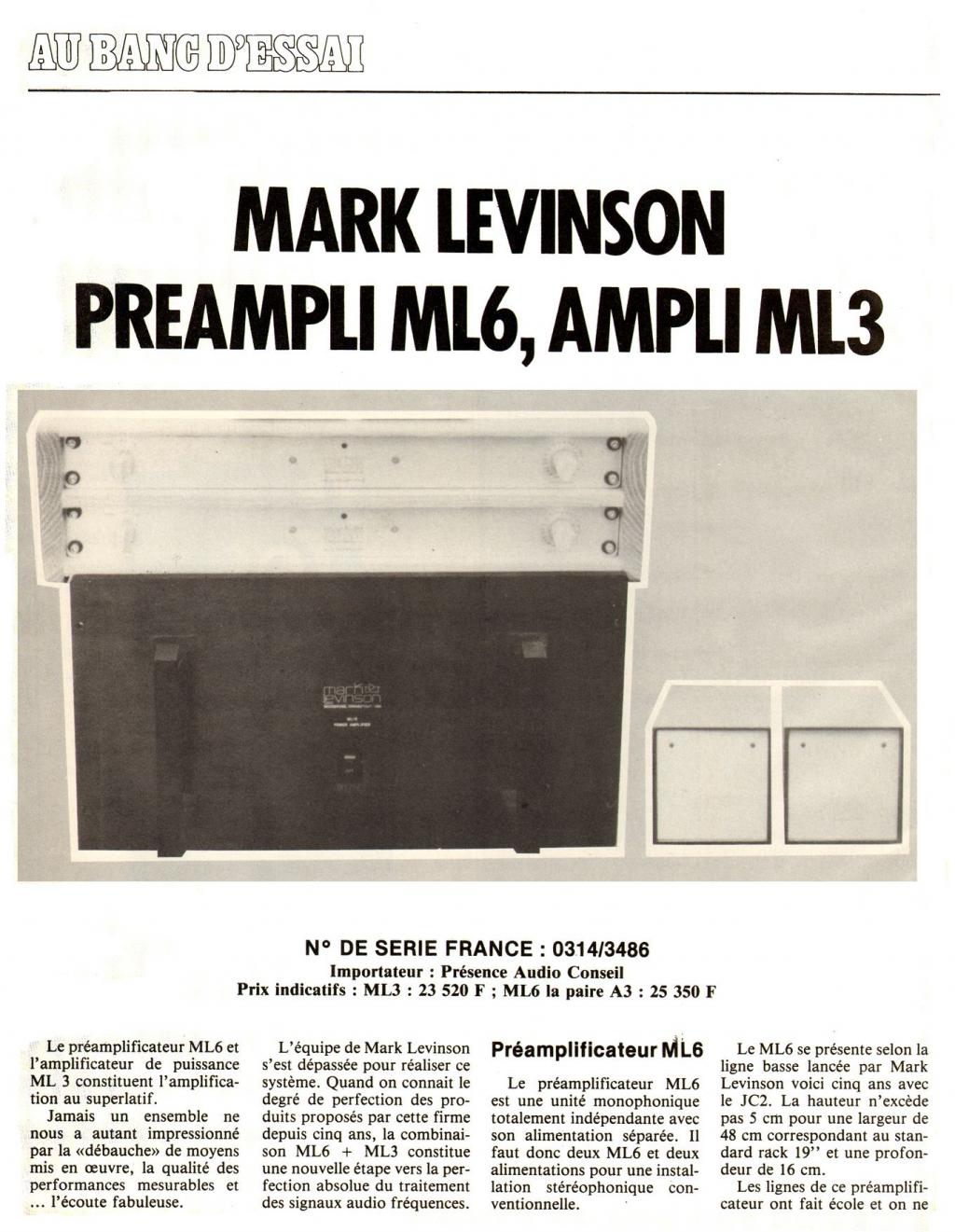 Forum Cabasse, Haute Fidélité et Home Cinéma :: Essai Mark Levinson ML6 ...