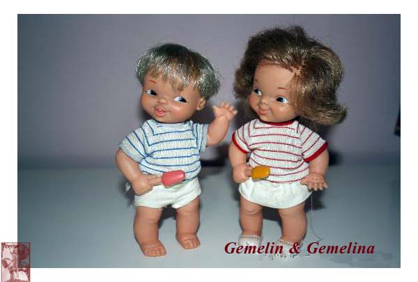 PAR AMOUR DES POUPEES : GEMELIN & GEMELINA, 20CM, ANNEES 70, FAMOSA
