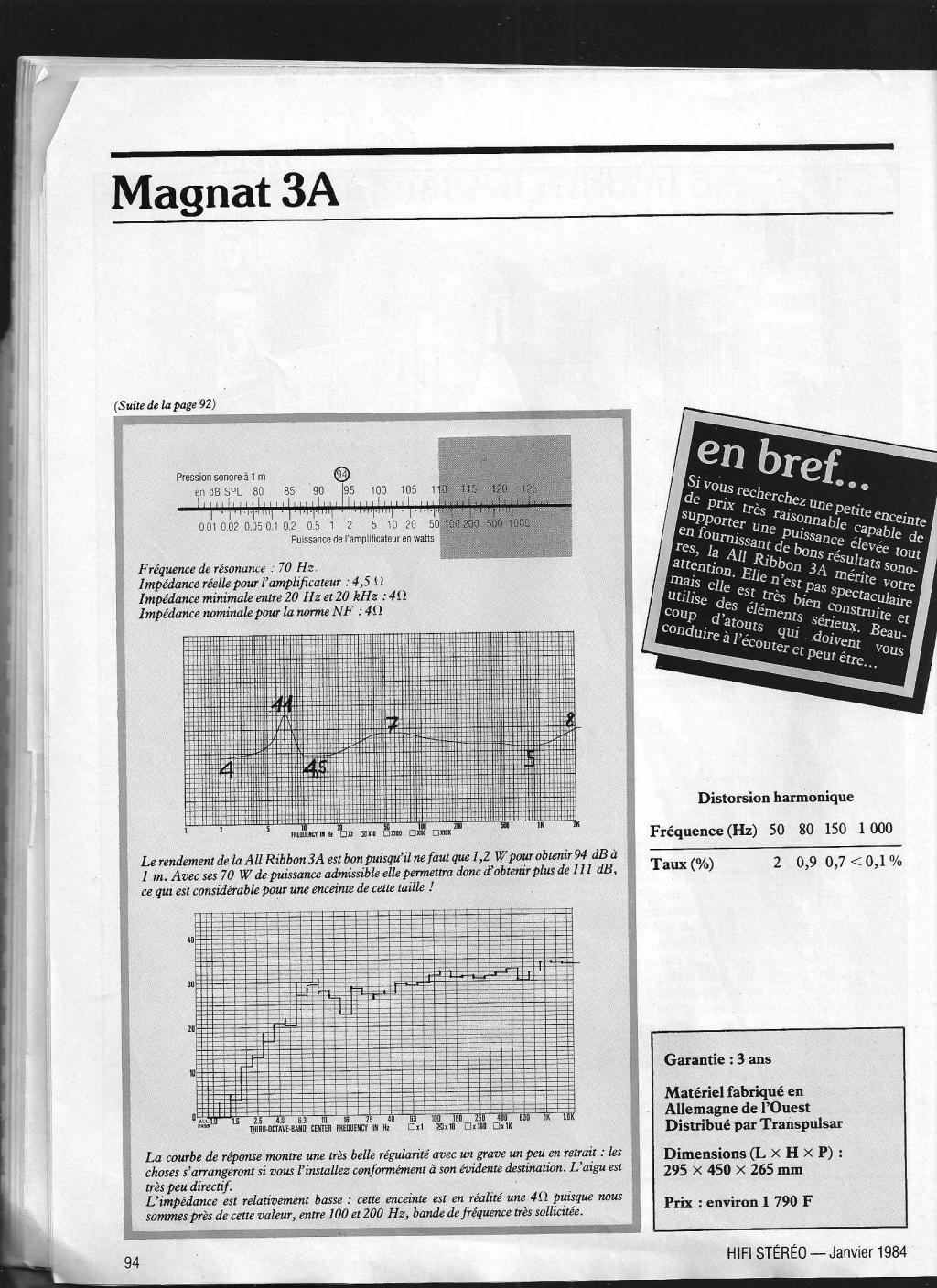 Forum Cabasse, Haute Fidélité et Home Cinéma :: MAGNAT All Ribbon 3A