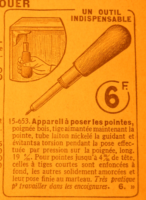 OUTILS ANCIENS - ART POPULAIRE : Enfonce clou de tapissier