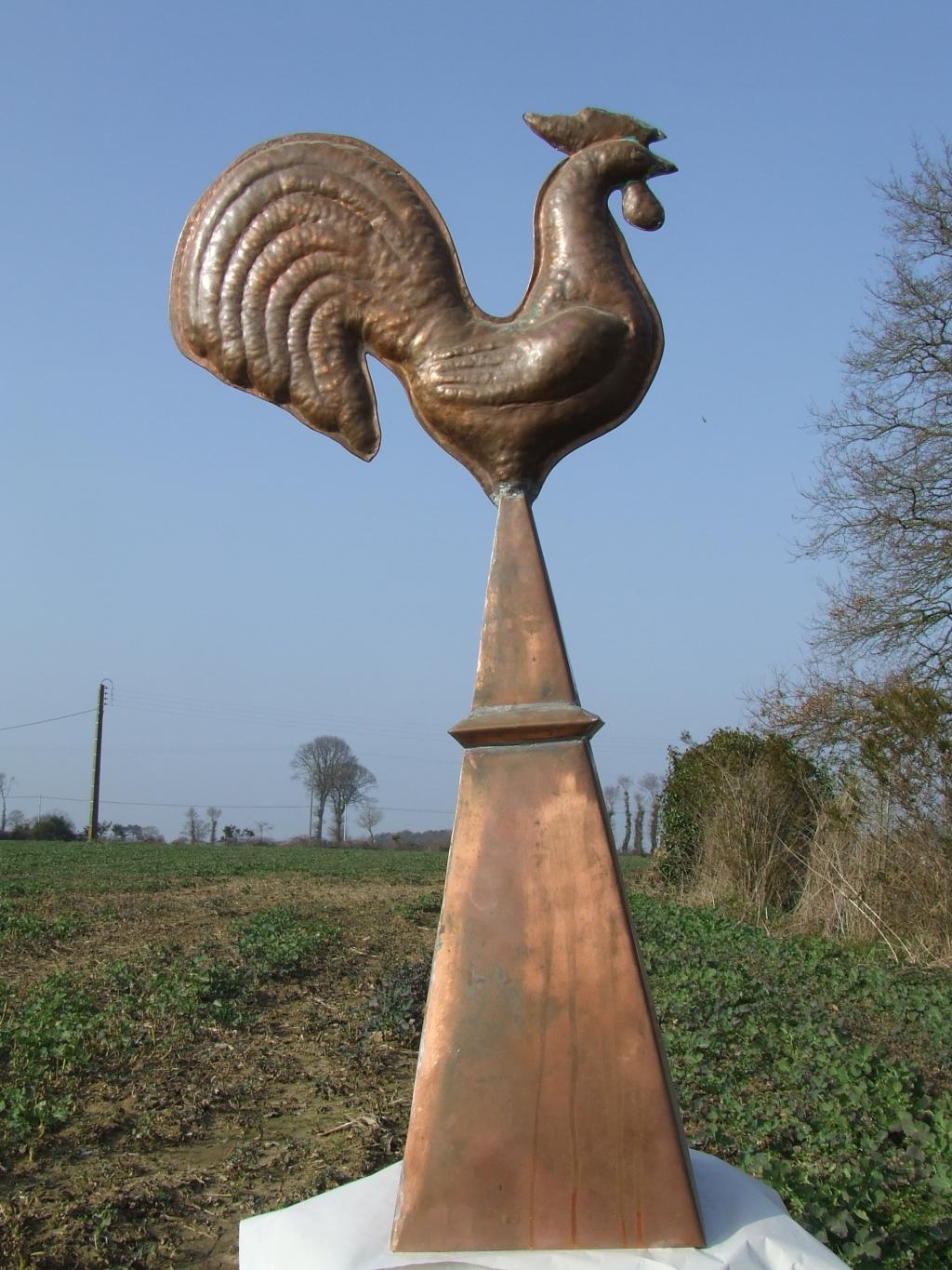 OUTILS ANCIENS - ART POPULAIRE :: girouette coq de clocher en cuivre